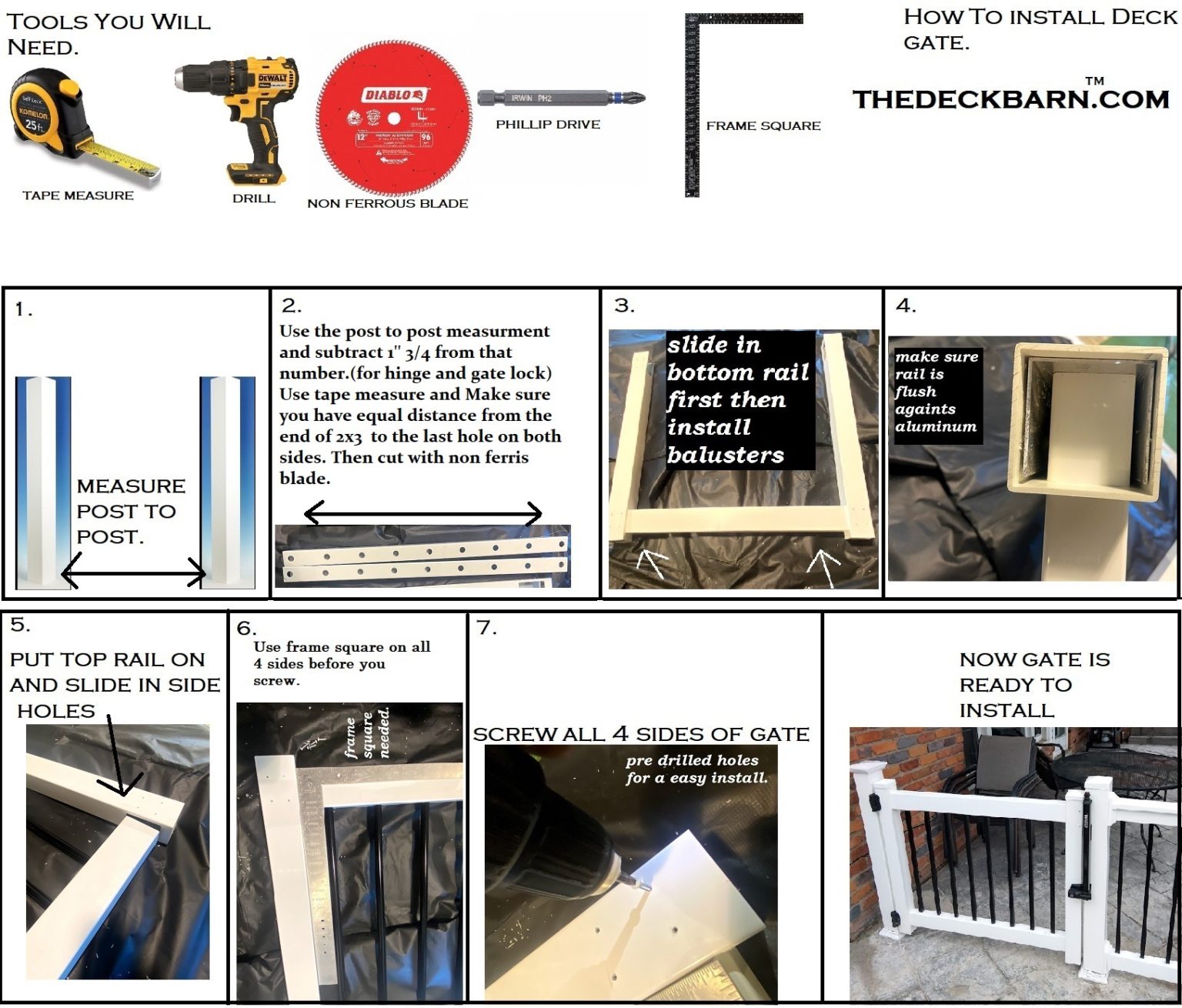 Vinyl Deck Gate Kit 3 Colors Round Or Square The Deck Barn